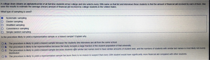 Solved A college dean obtains an alphabetical ist of all | Chegg.com