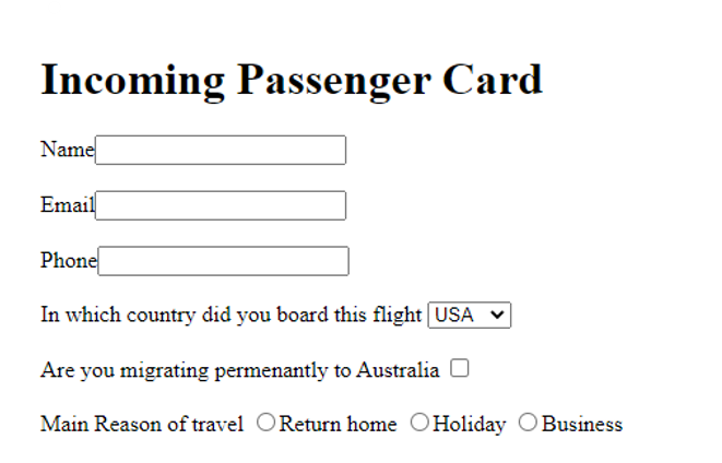 Solved Incoming Passenger Card Name Email Phone In which | Chegg.com
