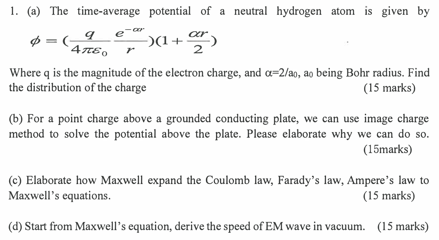 Solved 1. (a) The time-average potential of a neutral | Chegg.com