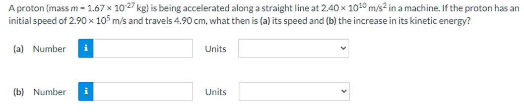 Solved A proton (mass m=1.67×10−27 kg ) is being accelerated | Chegg.com
