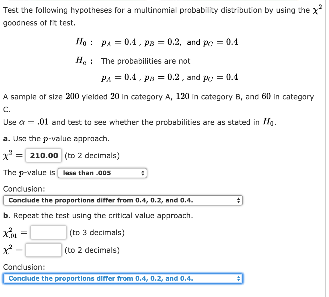 Solved Test the following hypotheses for a multinomial | Chegg.com