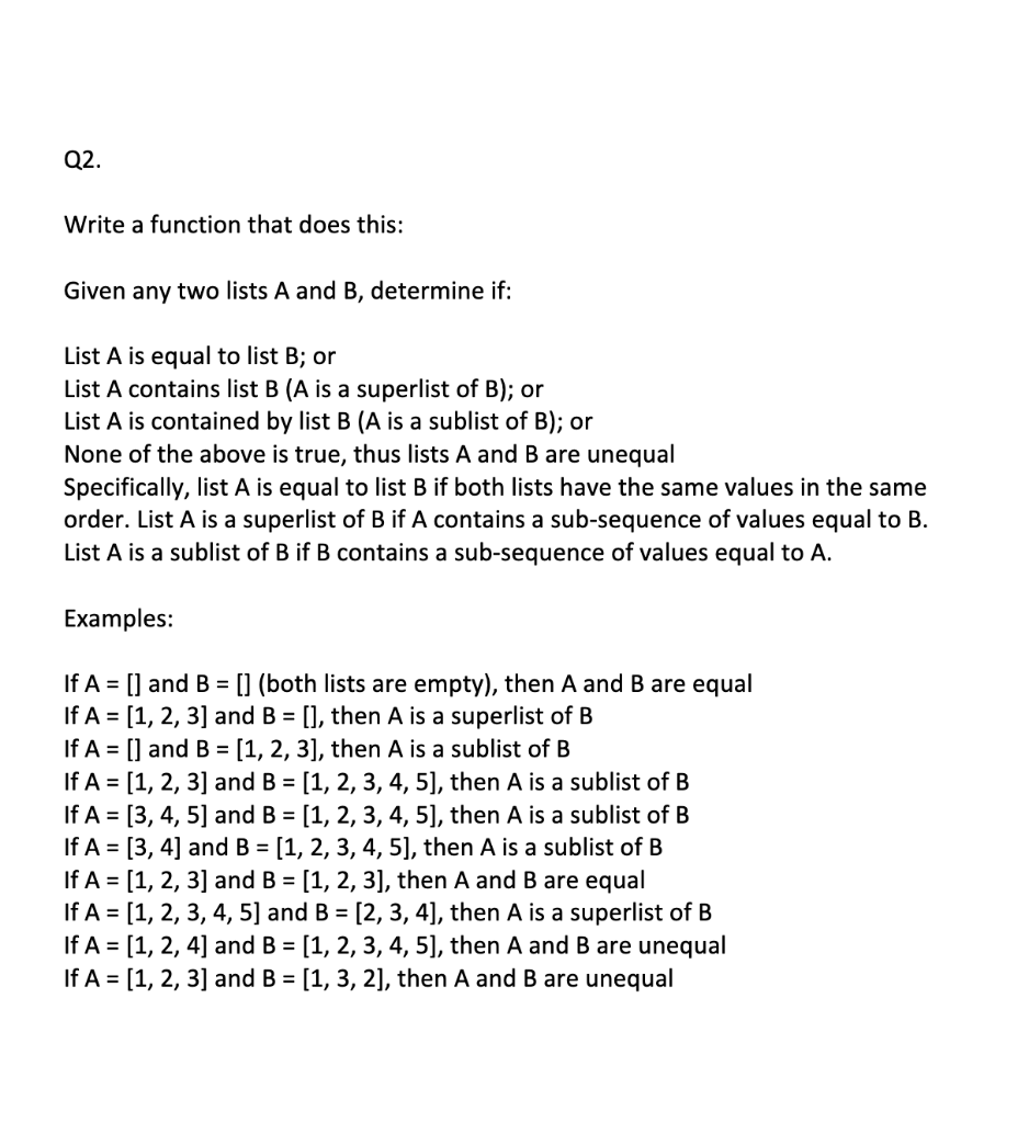 Solved Q2. Write a function that does this: Given any two | Chegg.com