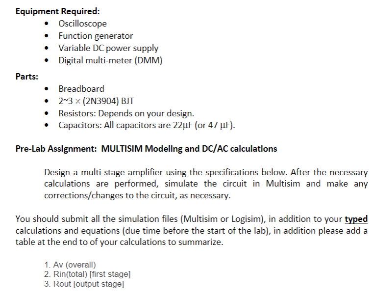 Solved Equipment Required: - Oscilloscope - Function | Chegg.com