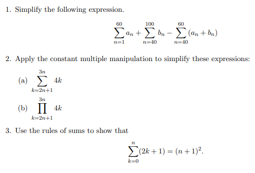 Solved 1. Simplify the following expression. | Chegg.com