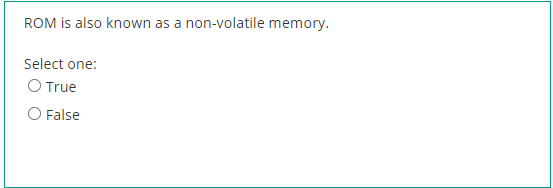 Solved ROM is also known as a non-volatile memory. Select | Chegg.com