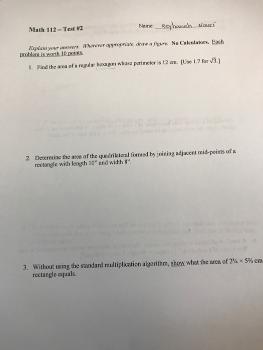 Solved Find the area of a regular hexagon whose perimeter is | Chegg.com