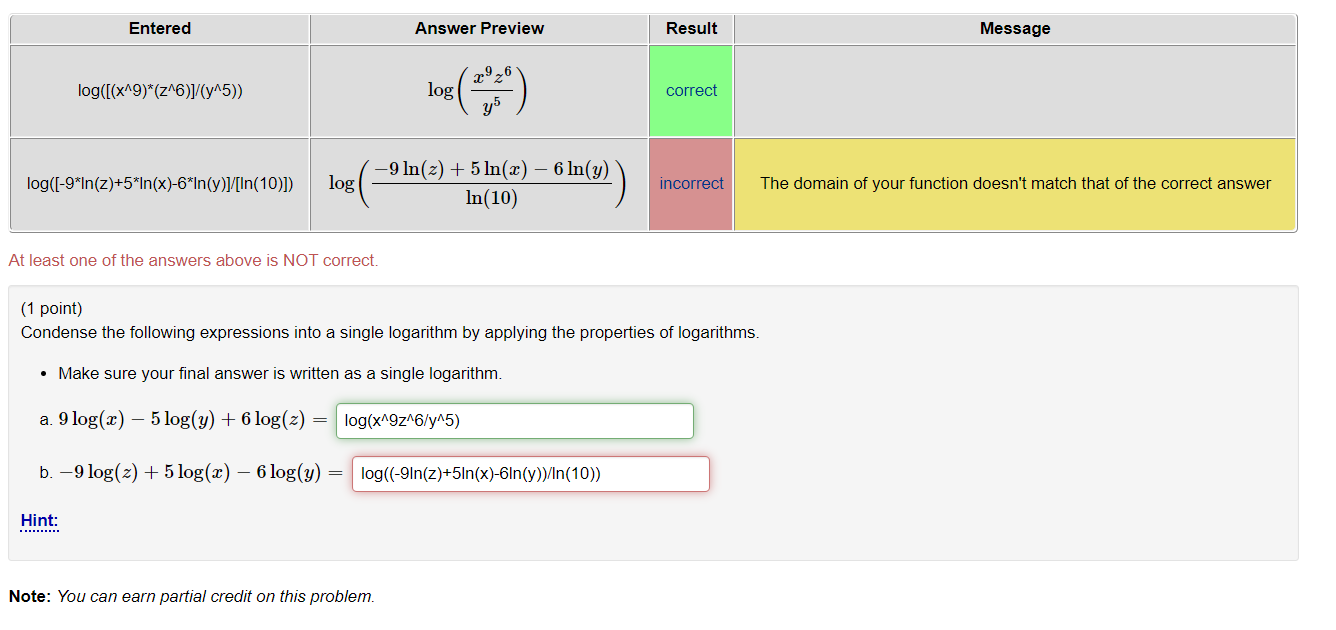 Solved (1 point) Rewrite the following logarithms in | Chegg.com