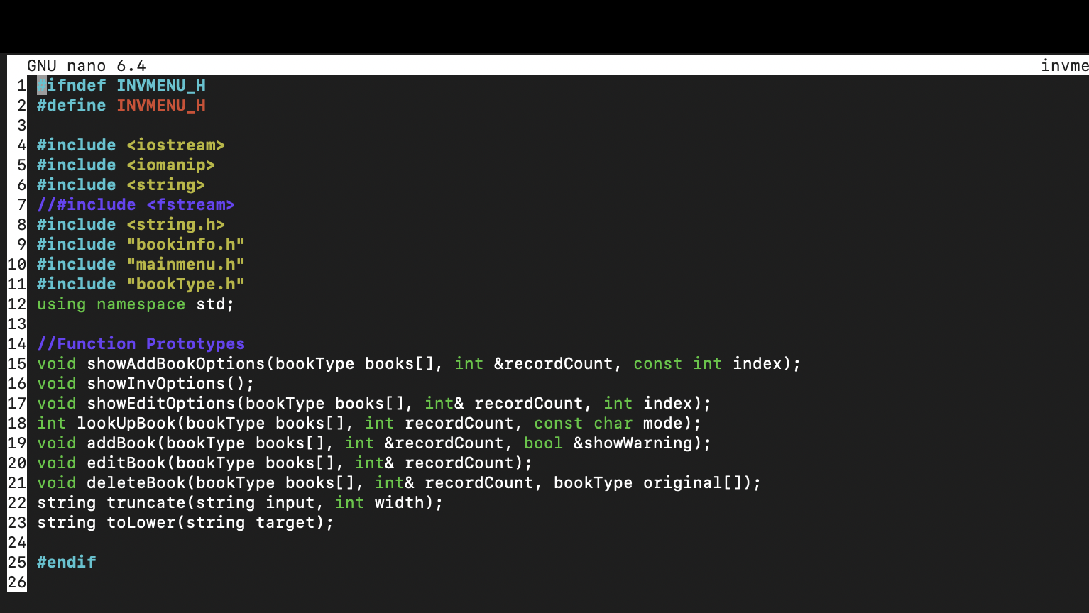GNU nano 6.4 invmenu.cpp GNU nano | Chegg.com