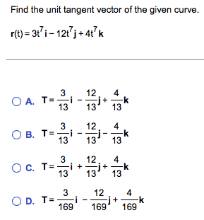 Solved Find the unit tangent vector of the given curve. | Chegg.com