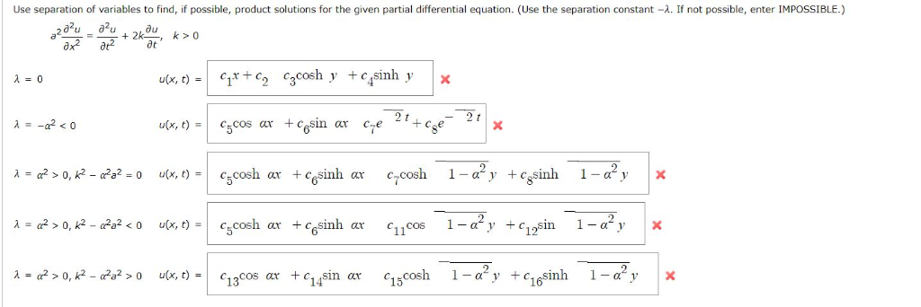 Solved Use separation of variables to find, if possible, | Chegg.com