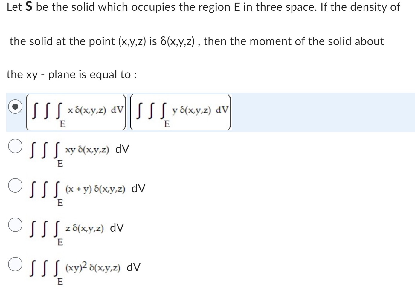 Solved Let \\( \\mathbf{S} \\) be the solid which occupies | Chegg.com