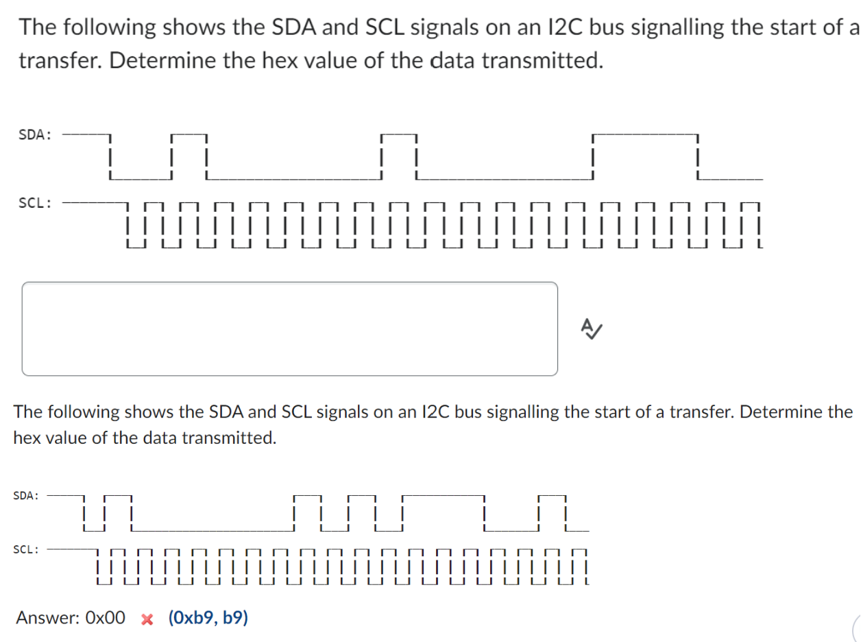 The Following Shows The Sda And Scl Signals On An I2c