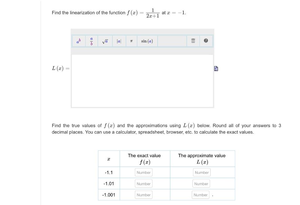 Solved Find the linearization of the function f(x)=2x+11 at | Chegg.com