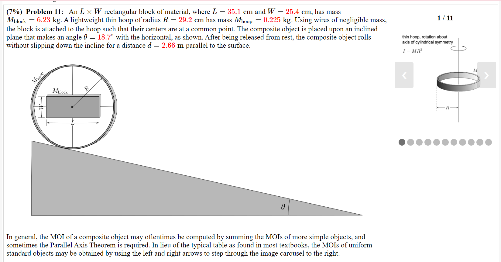 Solved (7\%) Problem 11: An L×W rectangular block of | Chegg.com Solved (7\%) Problem 11: An L×W rectangular block of | Chegg.com