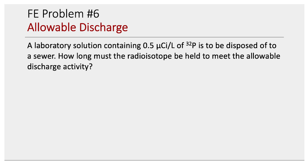 Solved FE Problem #6 Allowable Discharge A laboratory | Chegg.com
