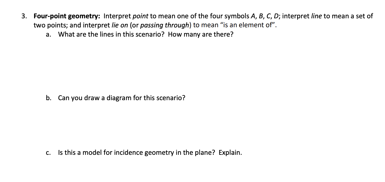 3. Four-point geometry: Interpret point to mean one | Chegg.com