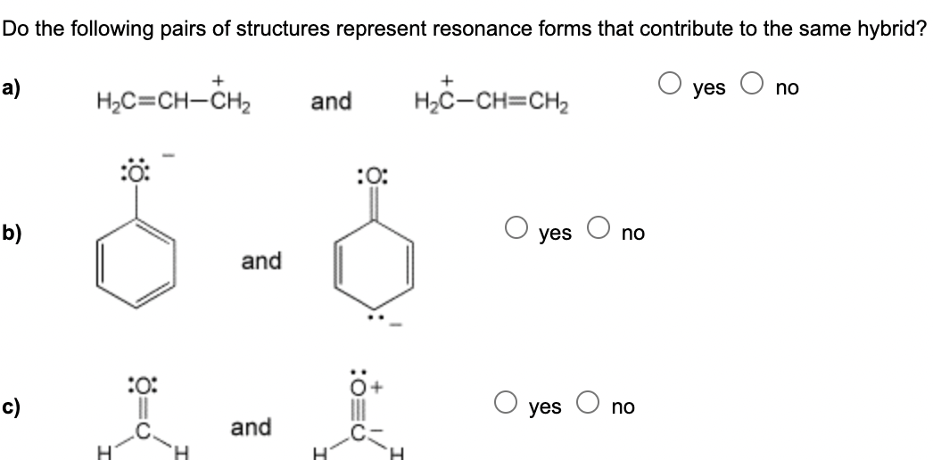 Solved Do the following pairs of structures represent | Chegg.com