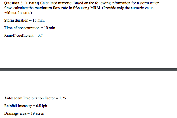 Solved Question 3. [1 Point] Calculated numeric: Based on | Chegg.com