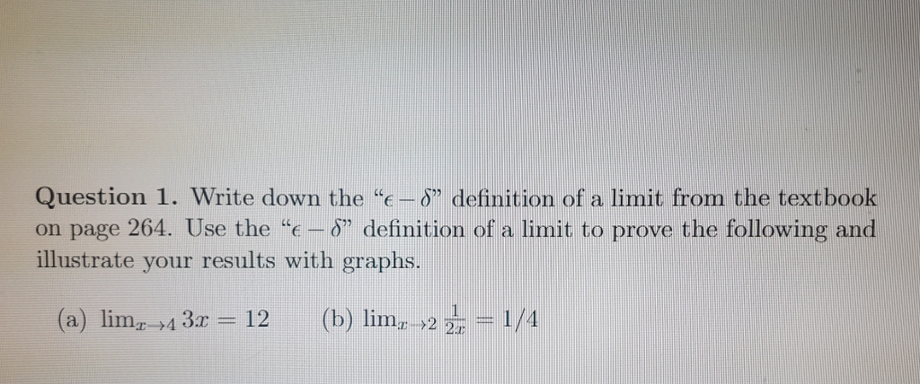 Solved Use the “e−δ” definition of a limit to prove the | Chegg.com