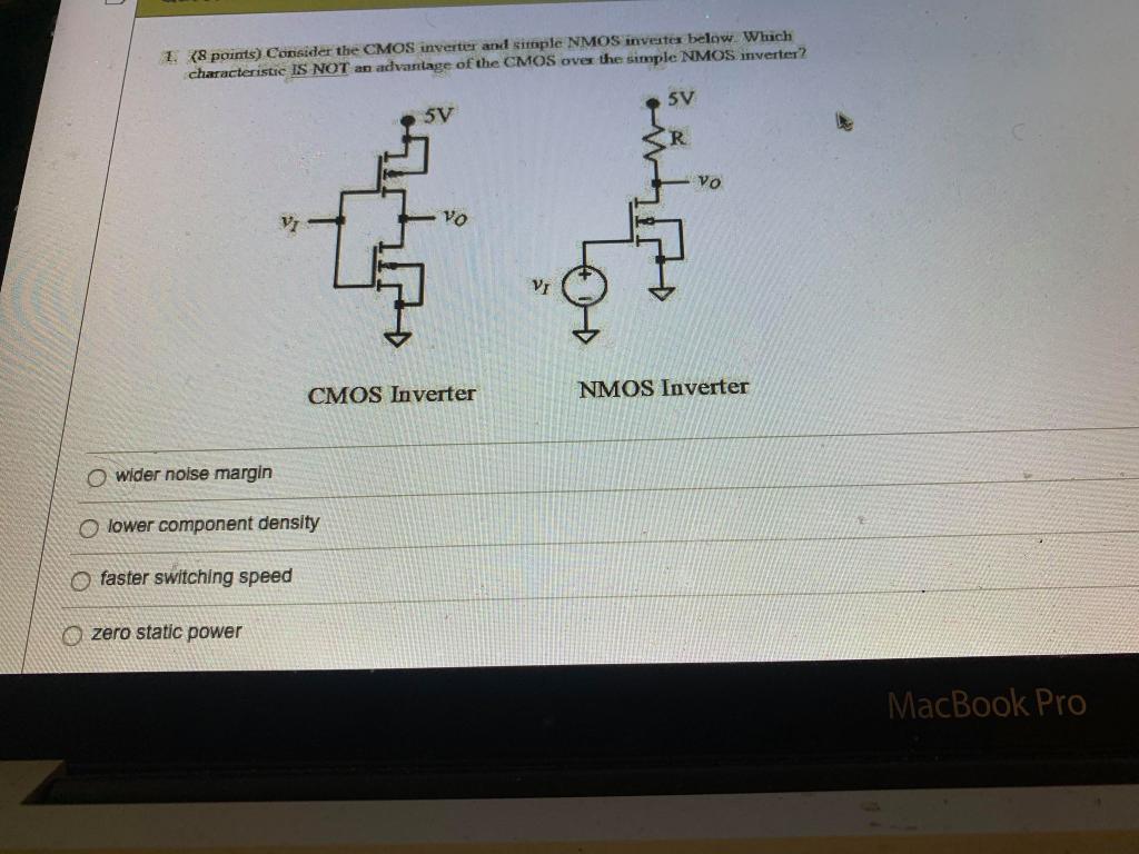 Solved 1. 8 points) Consider the CMOS inverter and simple | Chegg.com