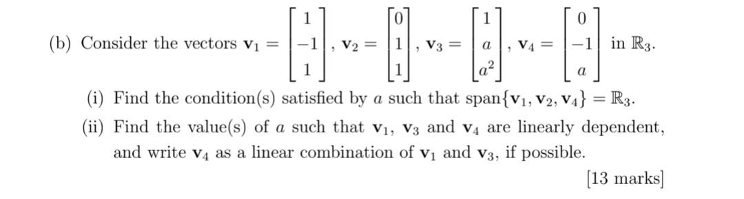 Solved Consider the vectors | Chegg.com