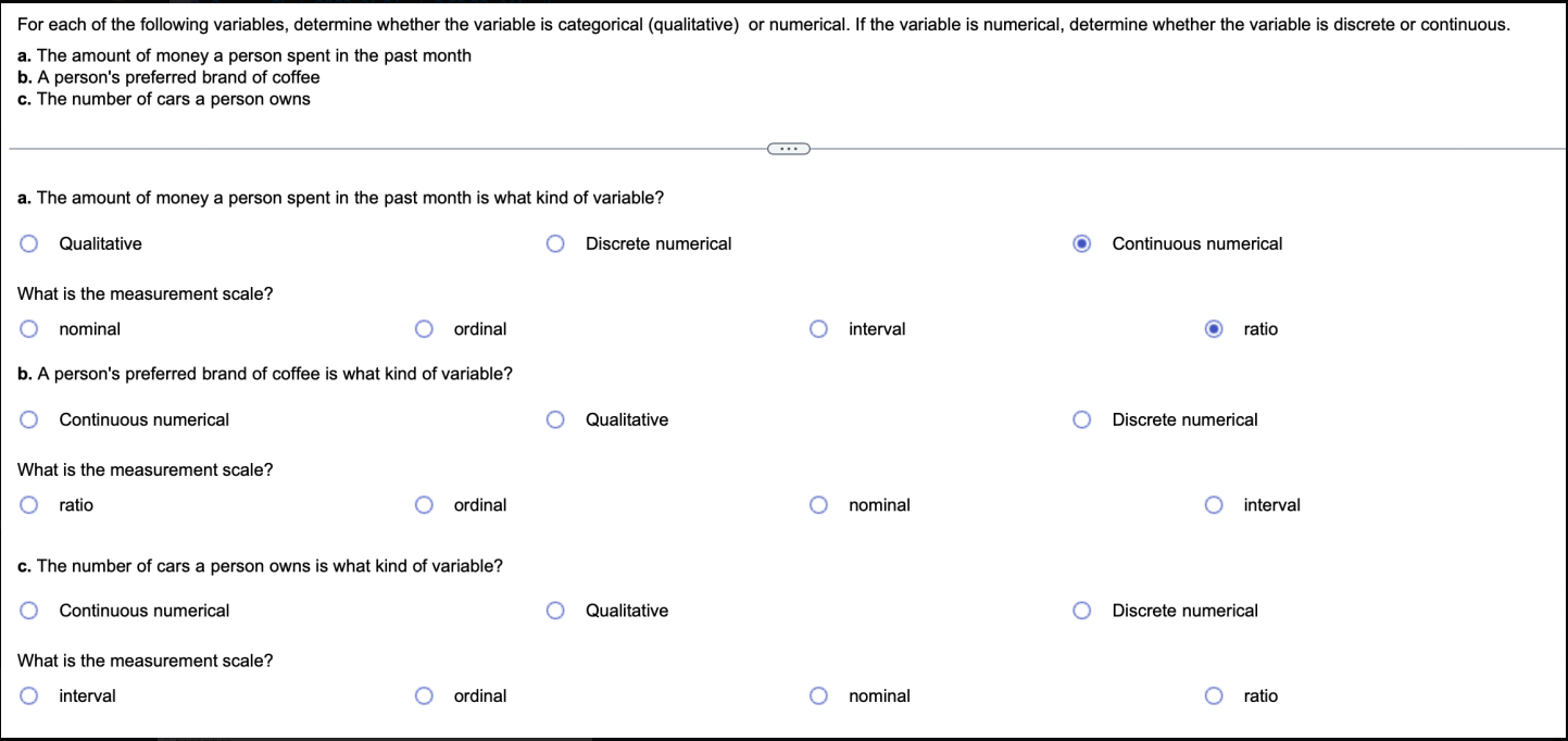 Solved For each of the following variables, determine | Chegg.com