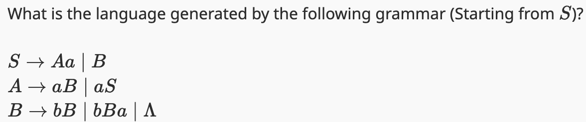 What is the language generated by the following | Chegg.com