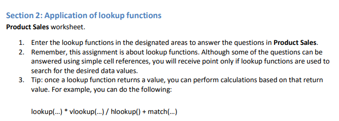 Solved Section 2: Application of lookup functions Product | Chegg.com