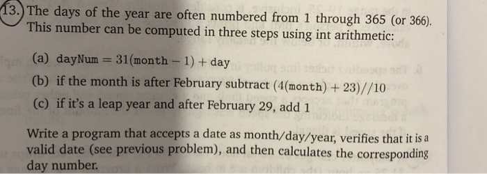 Solved 3.) The days of the year are often numbered from 1 | Chegg.com