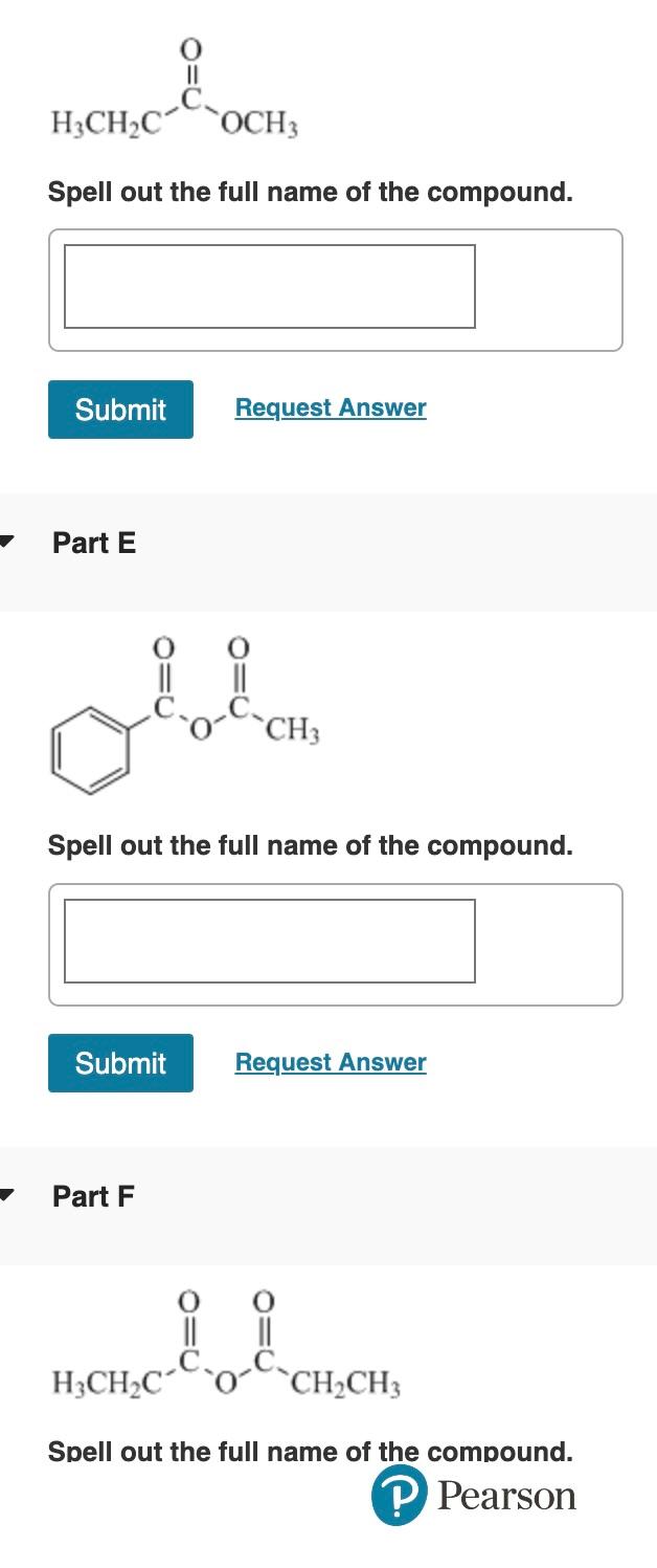 Solved Spell out the full name of the compound. Part E Spell | Chegg.com