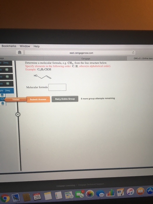 Solved Determine a molecular formula, e.g. CH_4, from the | Chegg.com