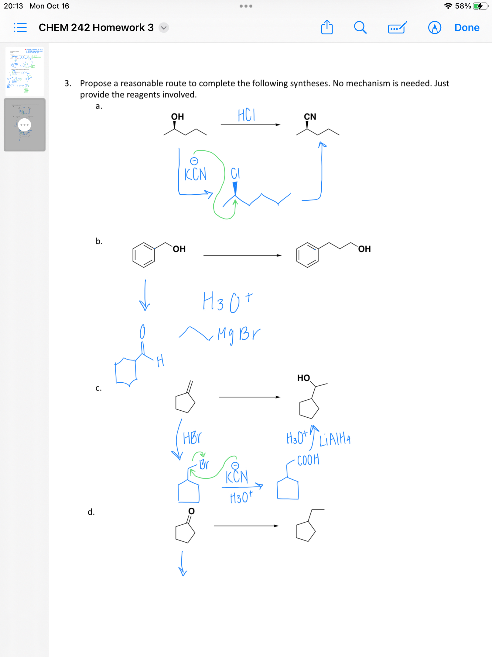 Solved 3. Propose a reasonable route to complete the | Chegg.com