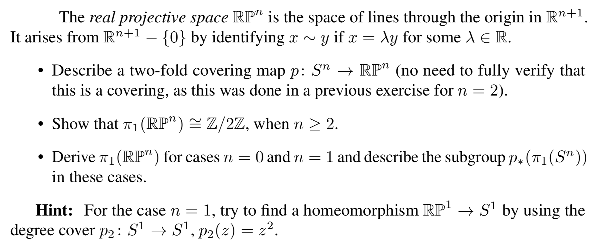 The real projective space RPN is the space of lines | Chegg.com