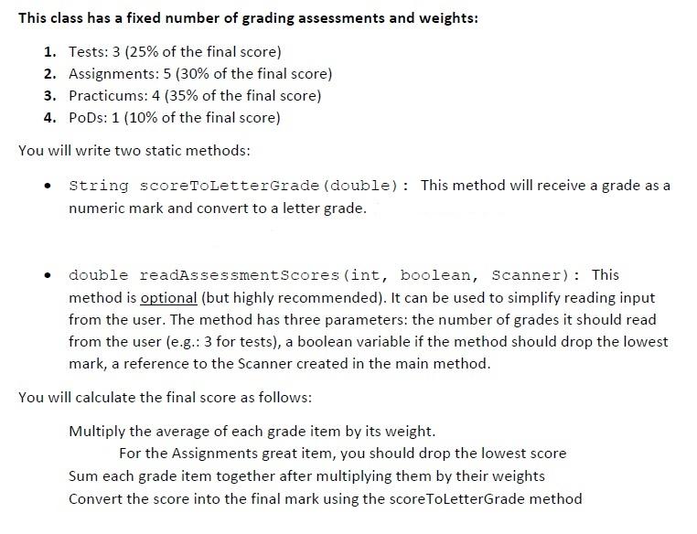 This class has a fixed number of grading assessments | Chegg.com