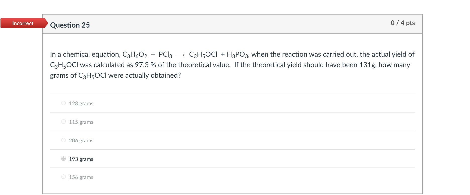 Solved Incorrect Question 25 0/4 pts In a chemical equation, | Chegg.com