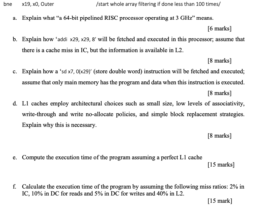 Question 3 60 Marks A 64-bit pipelined RISC | Chegg.com