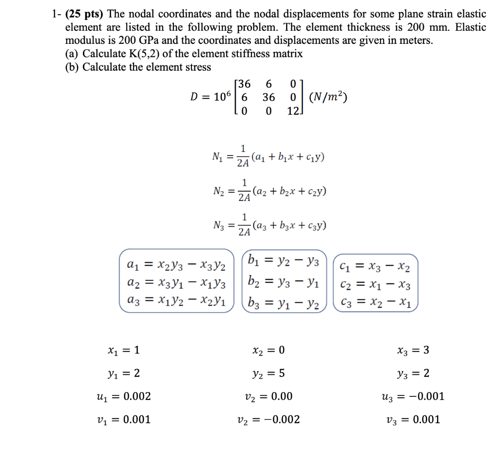 Solved The Nodal Coordinates And The Nodal Displacements For