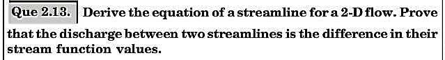 Solved Que 2.13. Derive the equation of a streamline for a | Chegg.com
