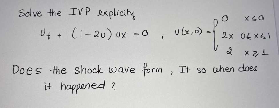 Solved Solve the IVP explicity U+ + (1-2v) ux = 0 " Does the | Chegg.com