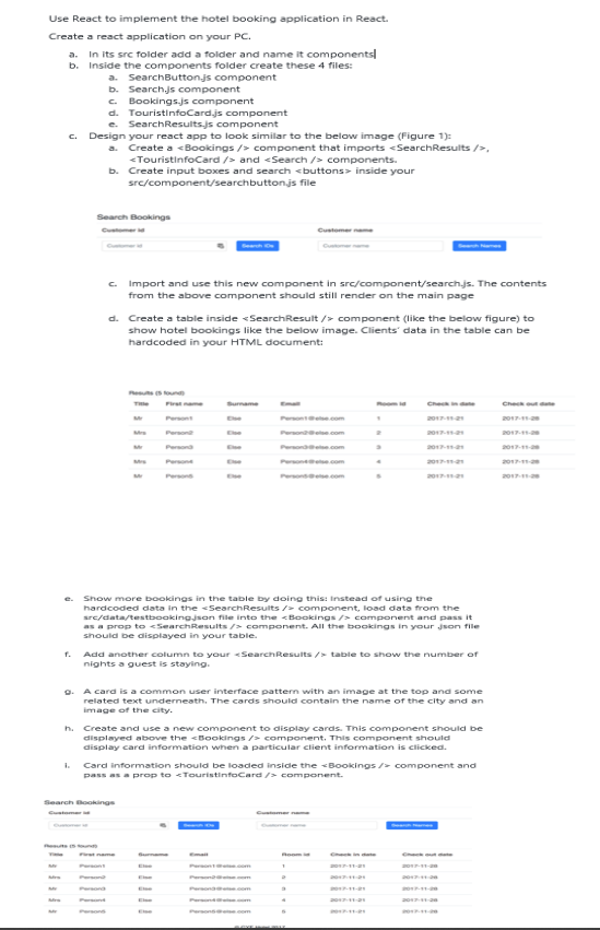 Solved Use React To Implement The Hotel Booking Application