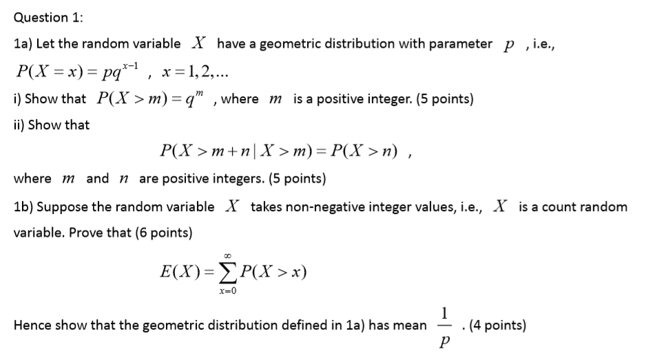 Solved Question 1: 1a) Let the random variable X have a | Chegg.com