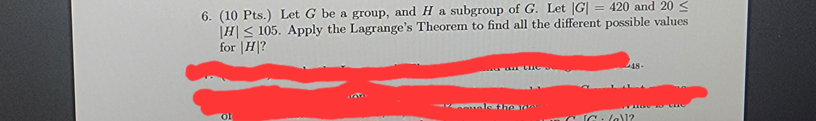 Solved 6. (10 Pts.) Let G be a group, and H a subgroup of G. | Chegg.com Solved 6. (10 Pts.) Let G be a group, and H a subgroup of G. | Chegg.com