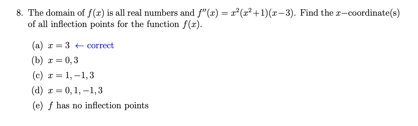 Solved 8. The domain of f(x) is all real numbers and | Chegg.com