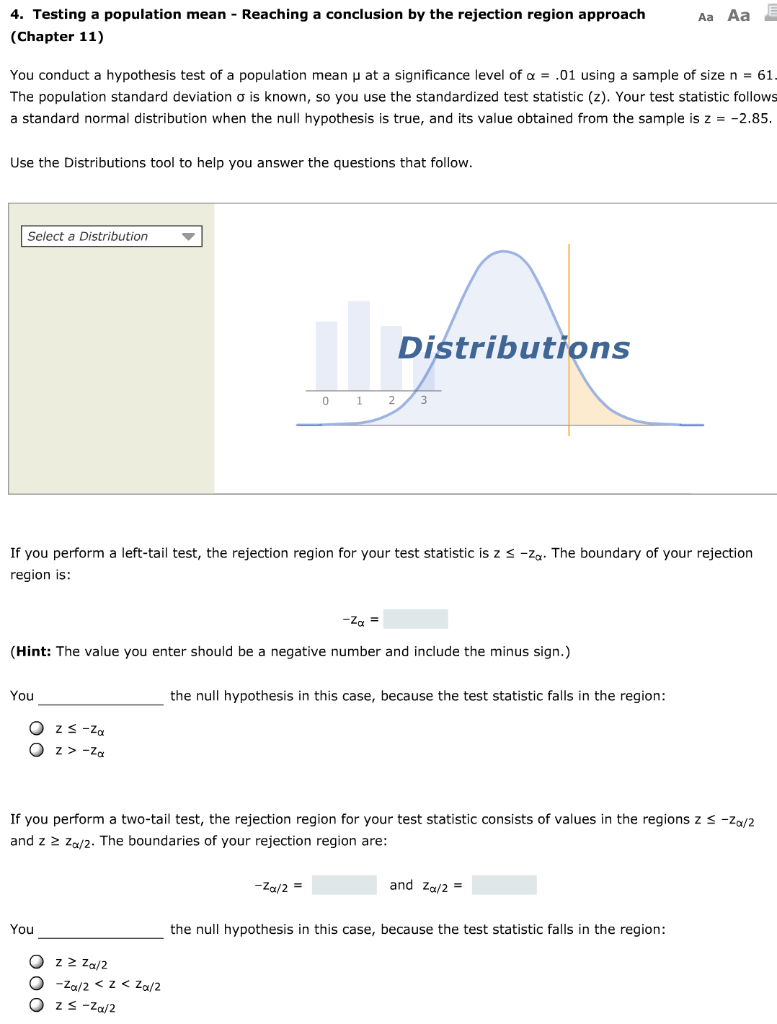 Solved Аа Аа Е 4 Testing A Population Mean Reaching A