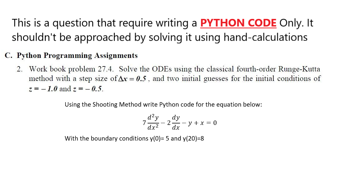 This is a question that require writing a PYTHON CODE | Chegg.com