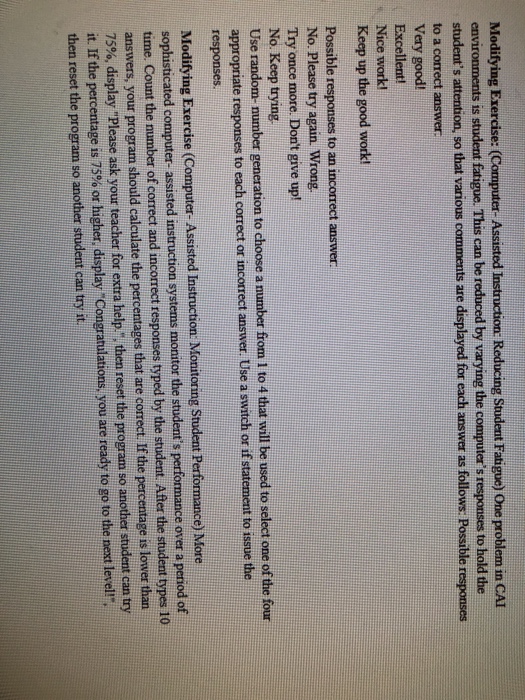 Solved Modifying Exercise: (Computer- Assisted Instruction | Chegg.com