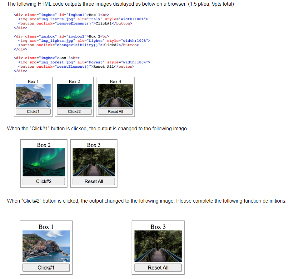 Solved The following HTML code outputs three images | Chegg.com