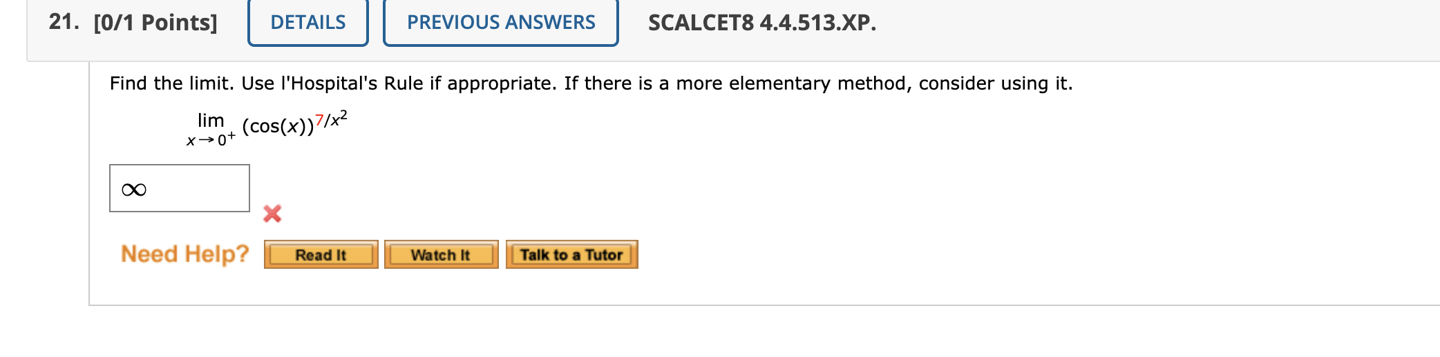 Solved 21. [0/1 Points] DETAILS PREVIOUS ANSWERS SCALCET8 | Chegg.com