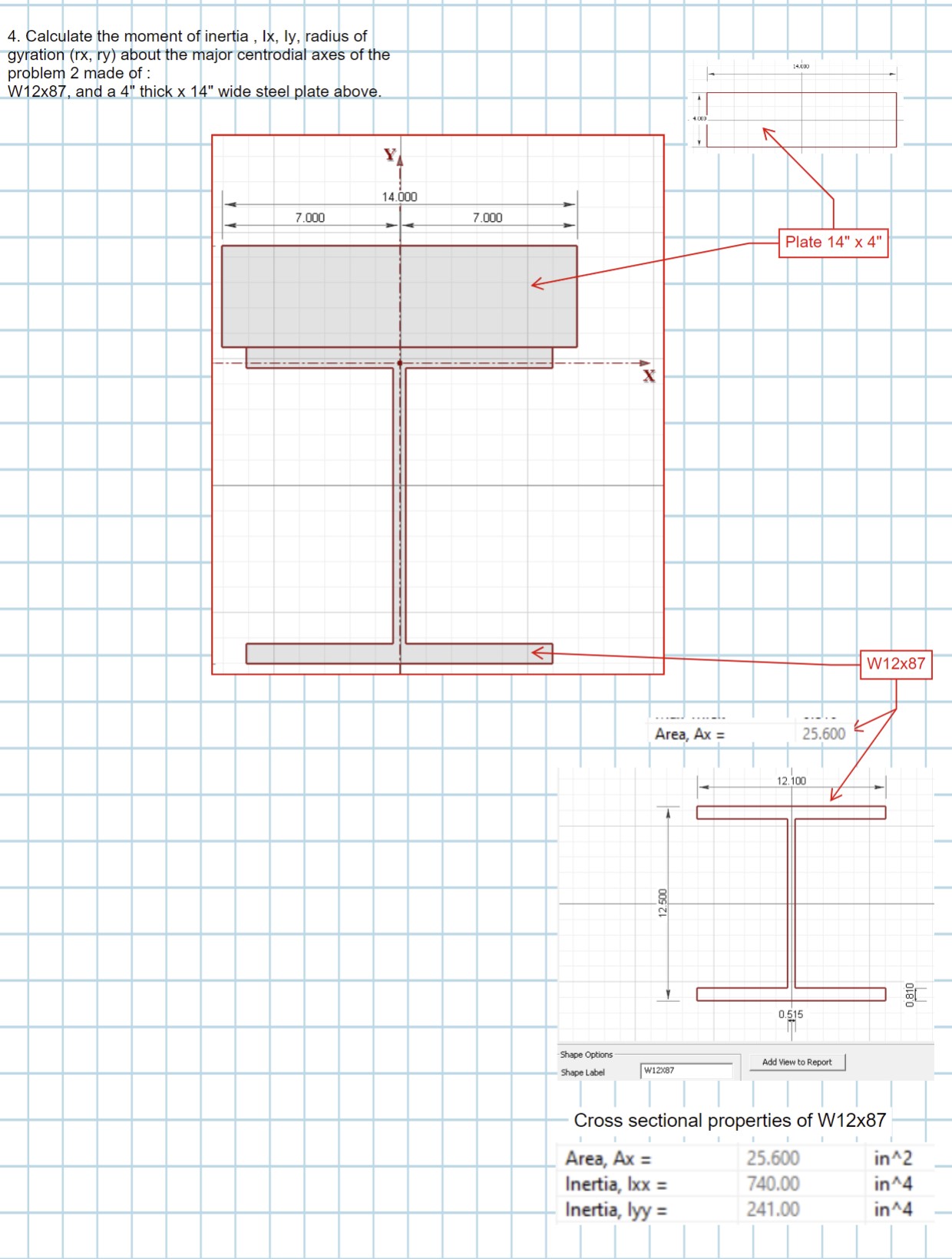 Solved Calculate the moment of inertia, Ix, Iy, radius of | Chegg.com