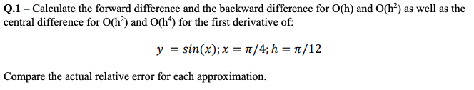 Solved Q.1-Calculate the forward difference and the backward | Chegg.com